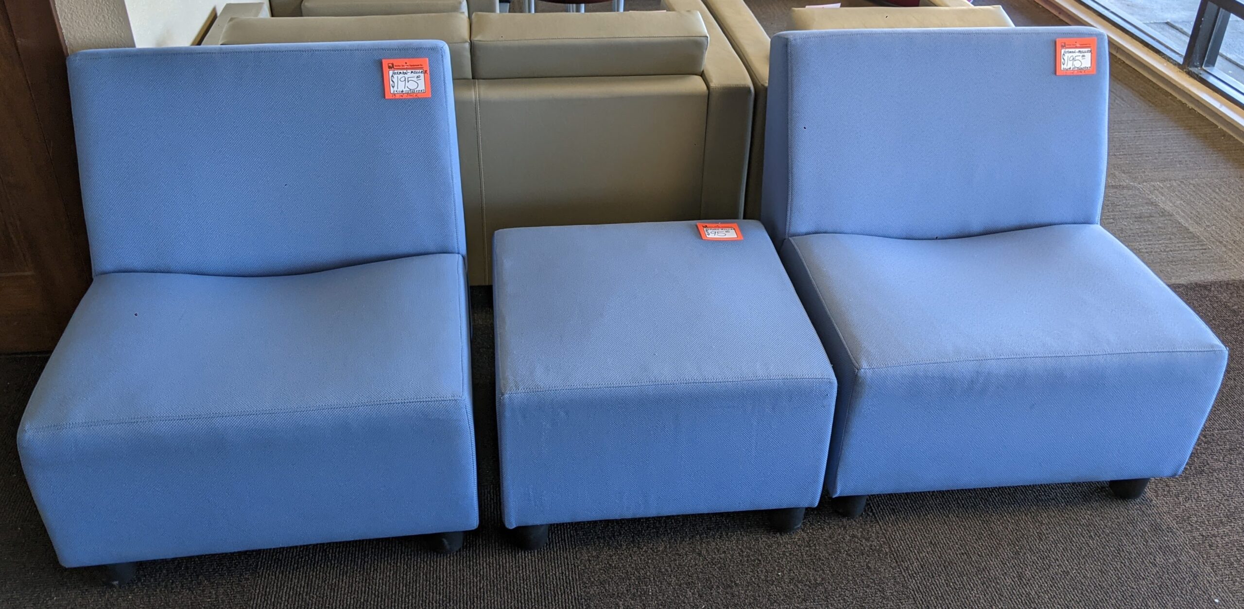 Herman Miller Blue Fabric Ottoman - Used - Welter Storage